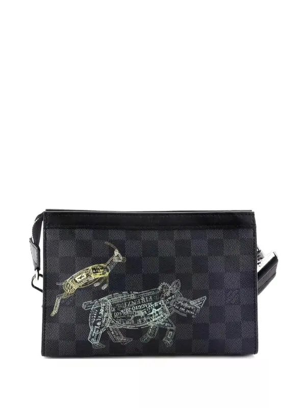 LOUIS VUITTON Gaston Wearable Wallet Limited Edition Wild Animals Damier Graphite Crossbody Bag - Black