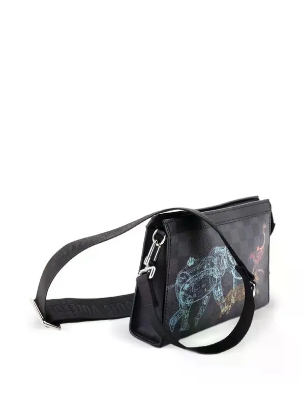 LOUIS VUITTON Gaston Wearable Wallet Limited Edition Wild Animals Damier Graphite Crossbody Bag - Black