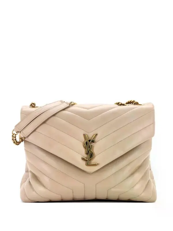 Saint Laurent Loulou Matelasse Chevron Leather Medium Shoulder Bag - Neutrals