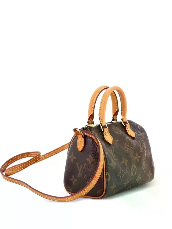 LOUIS VUITTON Speedy Bandouliere Nano Monogram Canvas Crossbody Bag - Brown