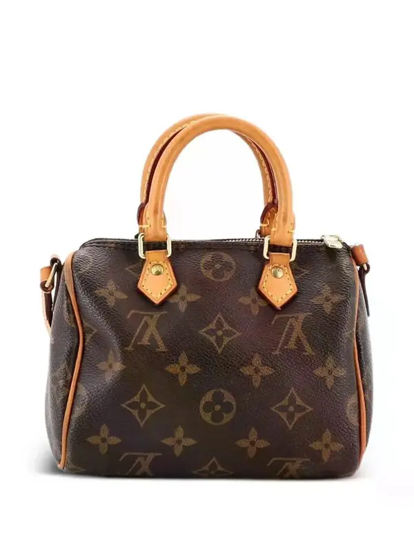 LOUIS VUITTON Speedy Bandouliere Nano Monogram Canvas Crossbody Bag - Brown
