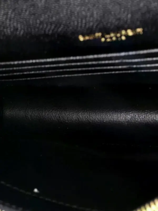 Saint Laurent Matelassé Chevron Leather Wallet On Chain - Black