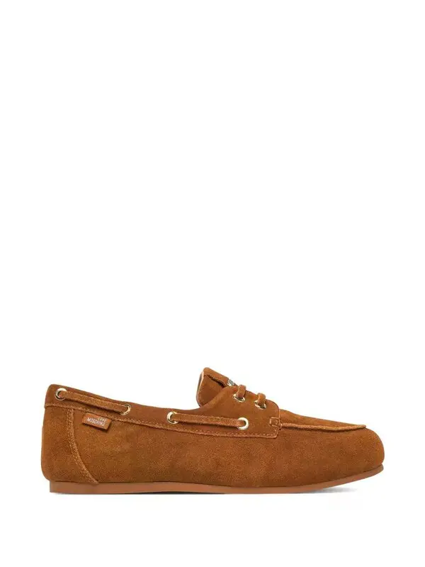 Moschino Suede Faux Lace-up Loafers - Brown
