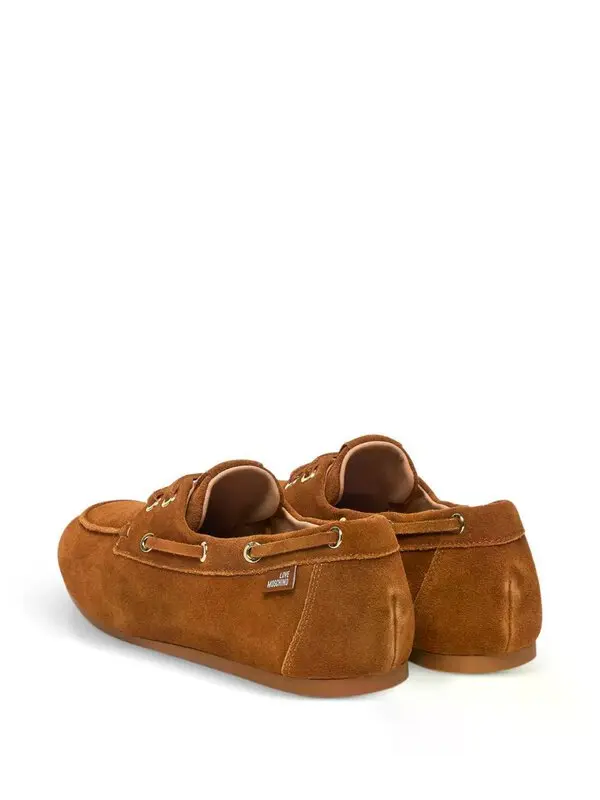 Moschino Suede Faux Lace-up Loafers - Brown