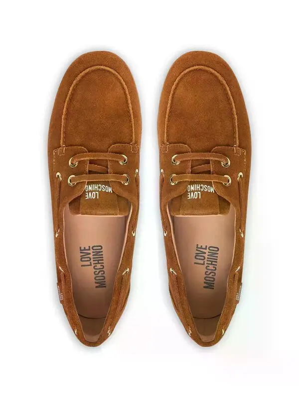 Moschino Suede Faux Lace-up Loafers - Brown
