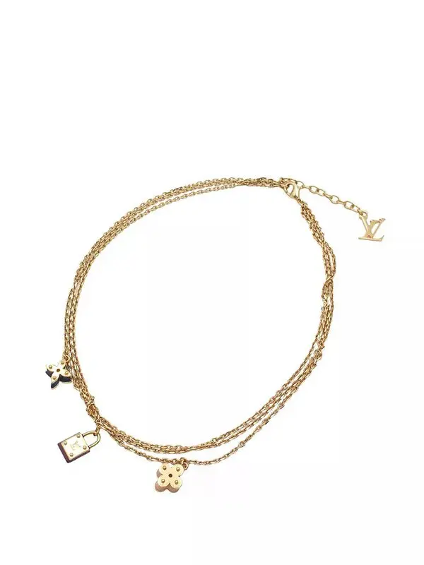 LOUIS VUITTON Plated Sweet Charms Tiered Necklace - Gold