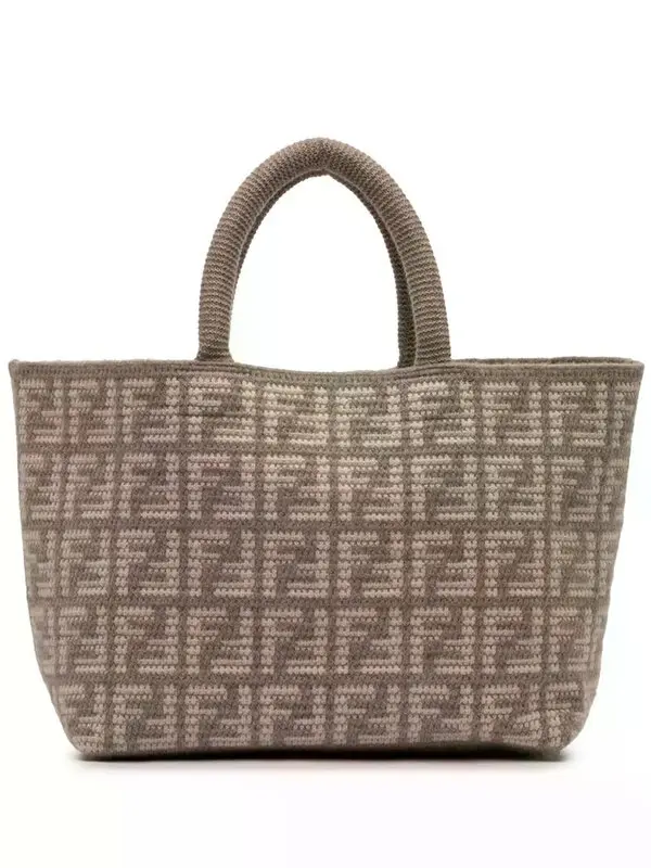 Fendi Large Zucca Cashmere Shopper Tote Bag - Brown