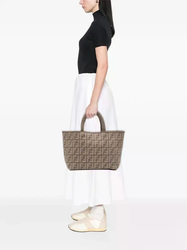 Fendi Large Zucca Cashmere Shopper Tote Bag - Brown