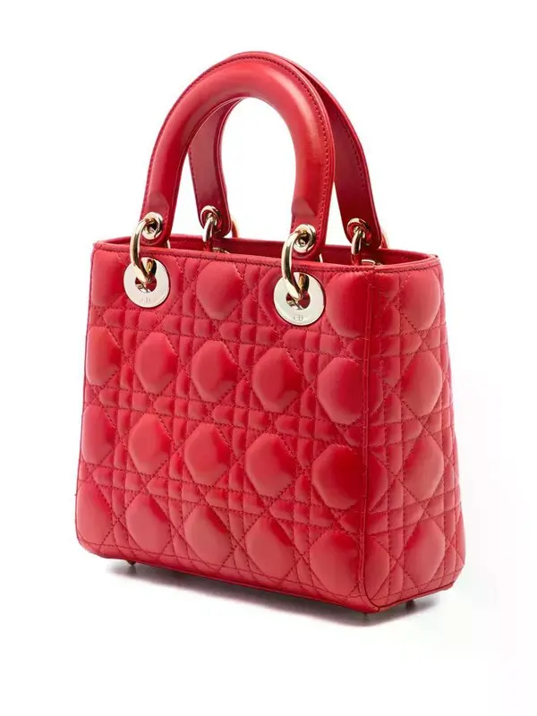 Dior 2017 Small Lambskin Cannage My Abcdior Lady Satchel - Red
