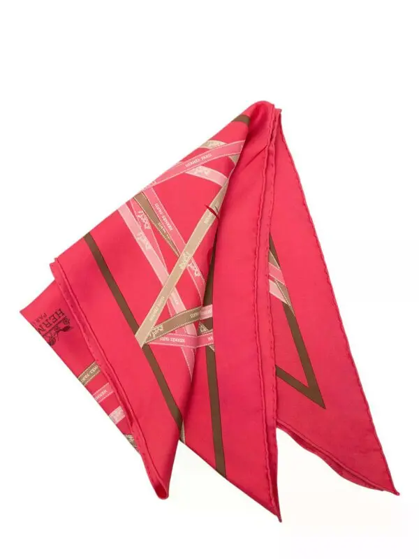 Hermès 2010-2025 Bolduc Silk Pointu Triangle Scarf 90 Scarves - Pink