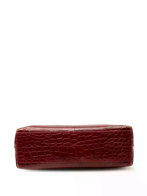 FERRAGAMO 2010-2026 Croc Embossed Leather Vara Shoulder Bag