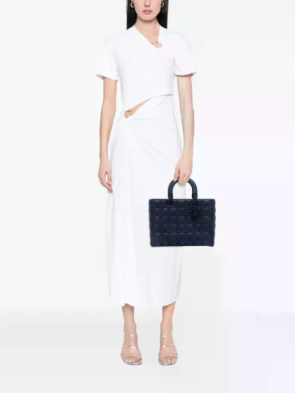 Dior 2019 Large Ultra Matte Calfskin Cannage Lady Satchel - Blue