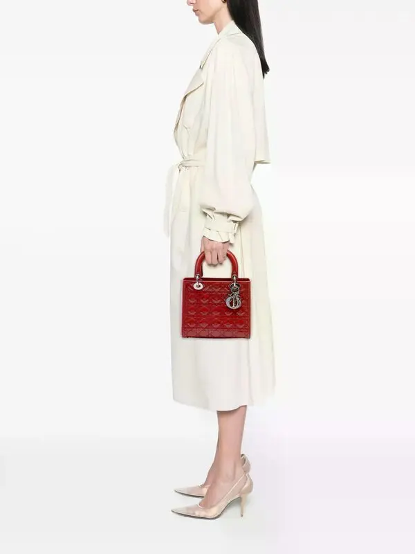 Dior 2010 Medium Patent Cannage Lady Satchel - Red