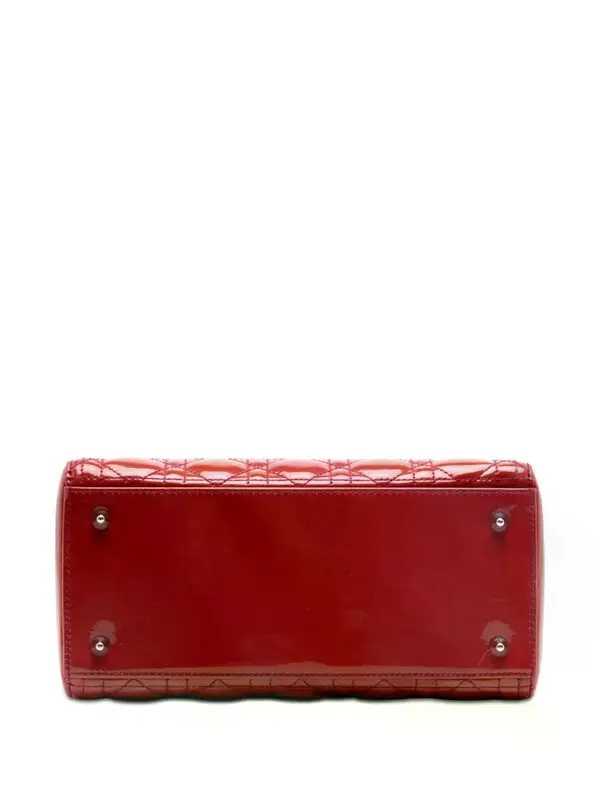Dior 2010 Medium Patent Cannage Lady Satchel - Red