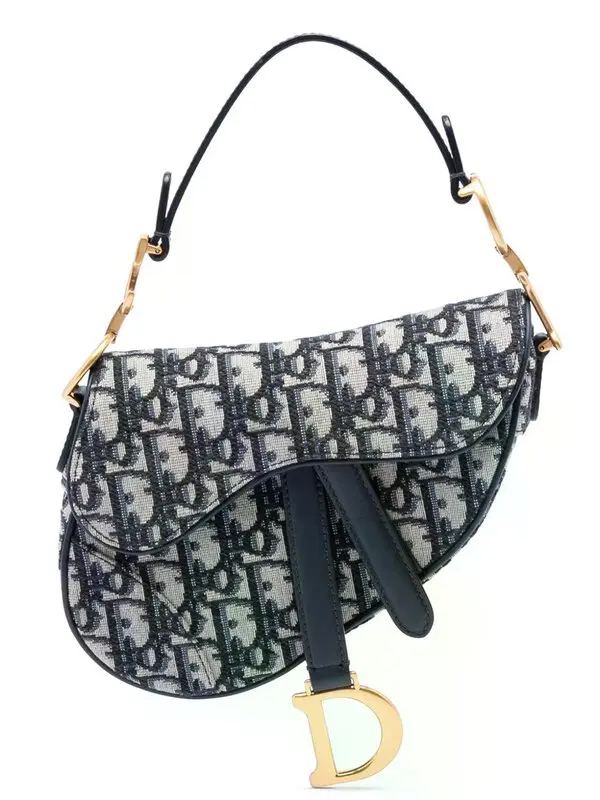 Dior 2020 Mini Oblique Canvas Saddle Bag - Blue