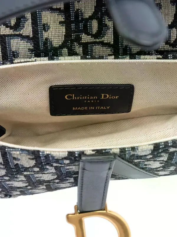 Dior 2020 Mini Oblique Canvas Saddle Bag - Blue