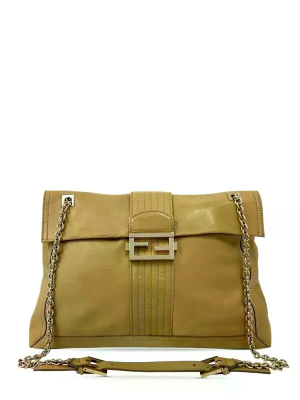 Fendi 2000-2010 Leather Maxi Baguette Shoulder Bag