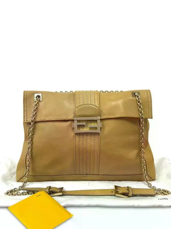 Fendi 2000-2010 Leather Maxi Baguette Shoulder Bag