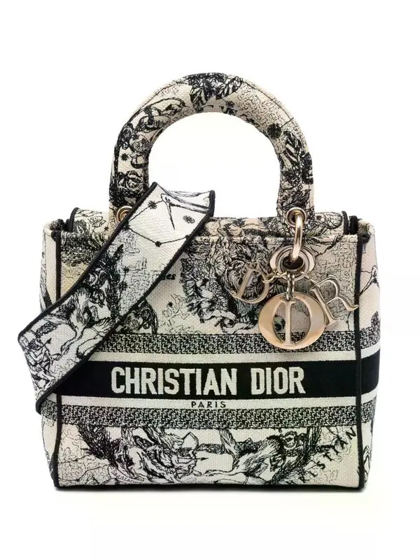 Dior 2021 Medium Zodiac Lady D-lite Satchel - White
