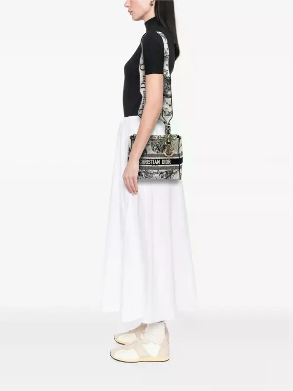 Dior 2021 Medium Zodiac Lady D-lite Satchel - White