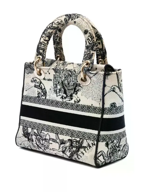 Dior 2021 Medium Zodiac Lady D-lite Satchel - White