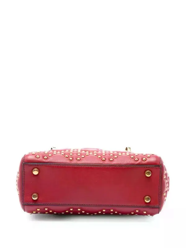 Dior Mini Lambskin Cannage Studded Lady Satchel - Red