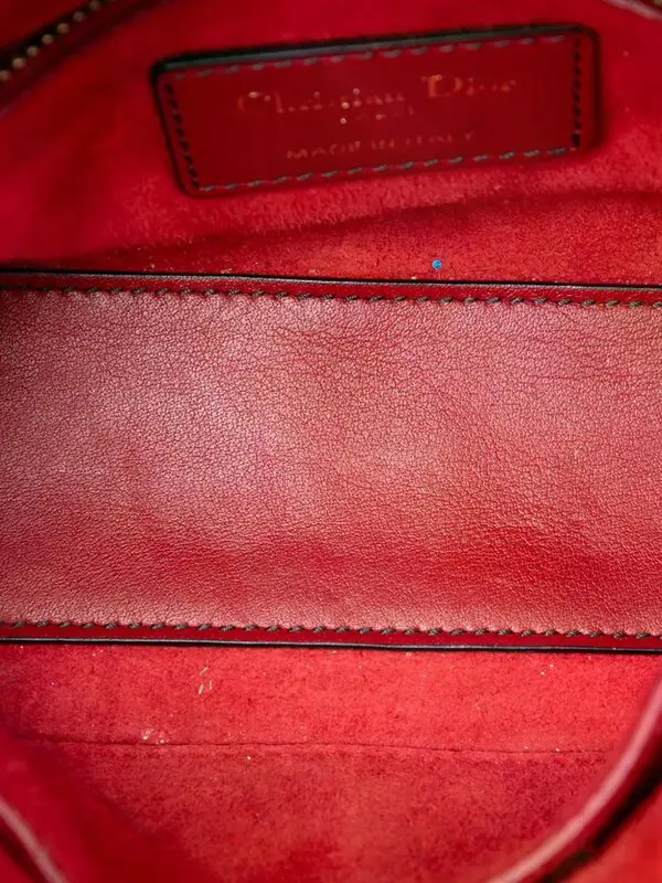 Dior Mini Lambskin Cannage Studded Lady Satchel - Red