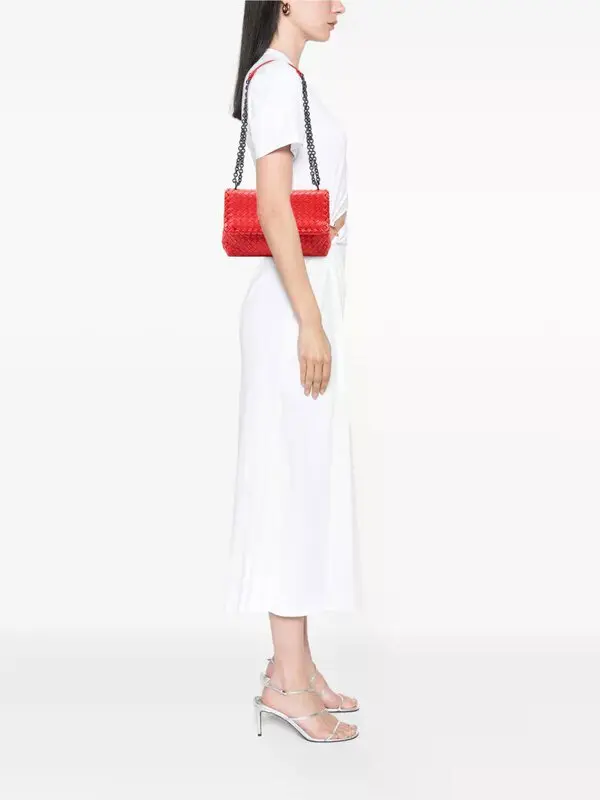 Bottega Veneta Small Nappa Intrecciato Olimpia Shoulder Bag - Red