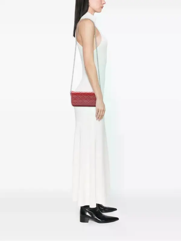 Dior 2011 Patent Cannage Lady Wallet On Chain - Red