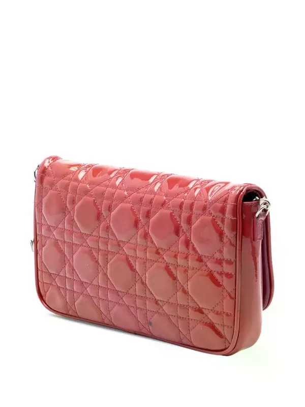 Dior 2011 Patent Cannage Lady Wallet On Chain - Red