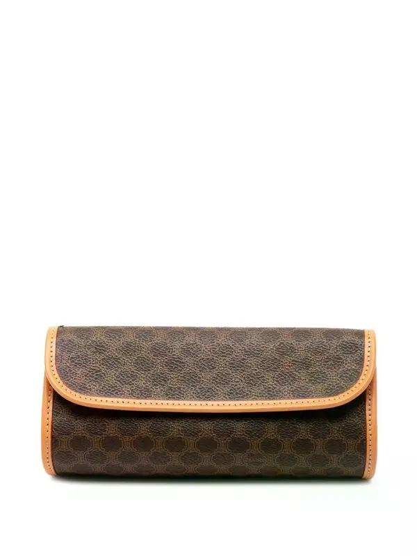 Celine 1999 Macadam Coated Canvas Clutch Bag - Brown
