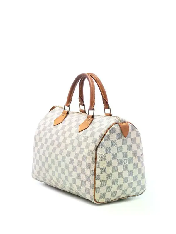LOUIS VUITTON 2008 Damier Azur Speedy 30 Boston Bag - White