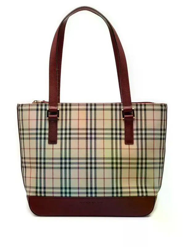 Burberry House Check Canvas Tote Bag - Red