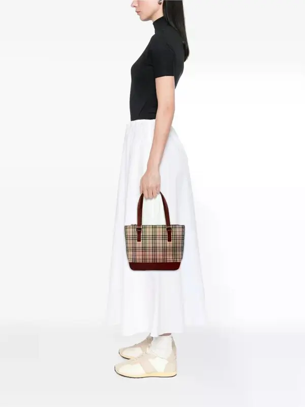 Burberry House Check Canvas Tote Bag - Red