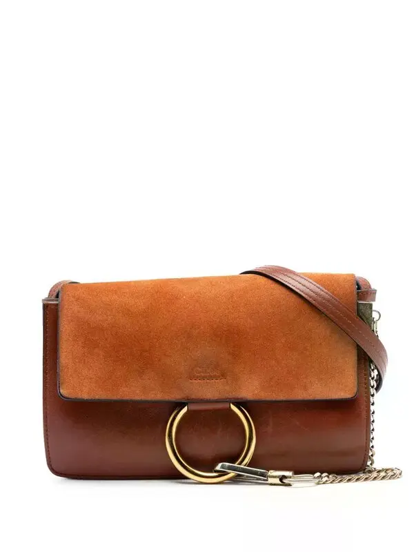 Chloé Small Suede And Calfskin Faye Crossbody Bag - Brown