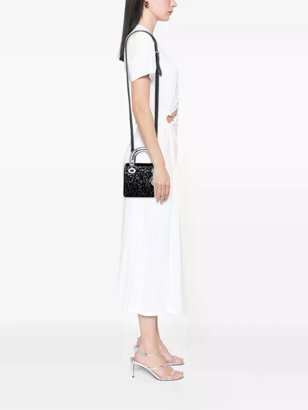 Dior 2014 Mini Fabric Lame Lady Satchel - Black