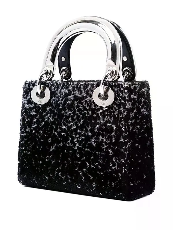 Dior 2014 Mini Fabric Lame Lady Satchel - Black