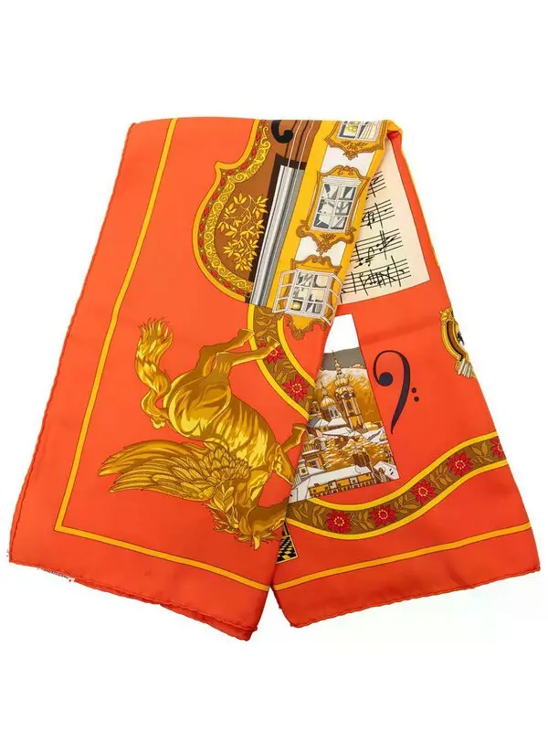 Hermès 1990-2010 Salzburg Silk Scarf 90 Scarves - Orange