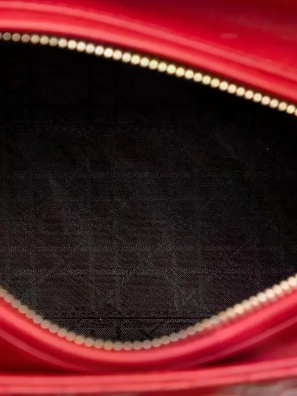 Dior 2015 Medium Lambskin Cannage Lady Satchel - Red
