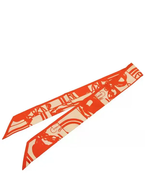 Hermès 20th Century Brides De Gala Shadow Silk Twilly Scarf Scarves - Orange