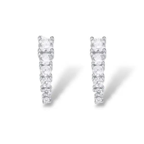 JAGGED HALO JEWELRY Crystal Bar Stud Earrings - Silver