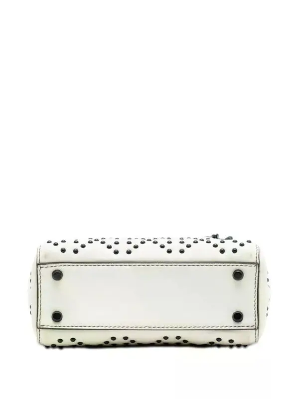 Dior 2018 Ultra Matte Calfskin Cannage Studded Lady Satchel - White