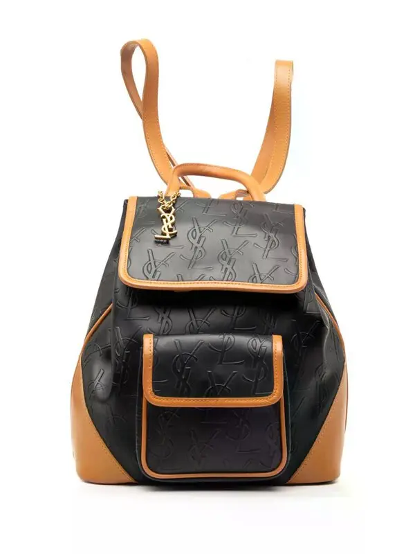 Saint Laurent Monogram Embossed Leather Backpack