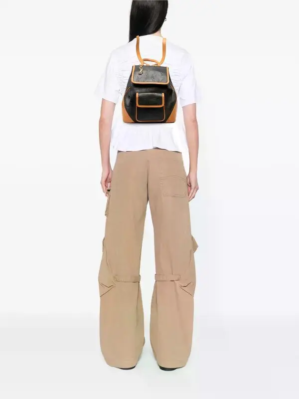 Saint Laurent Monogram Embossed Leather Backpack