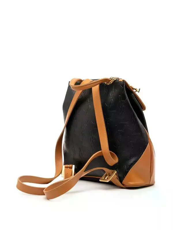 Saint Laurent Monogram Embossed Leather Backpack