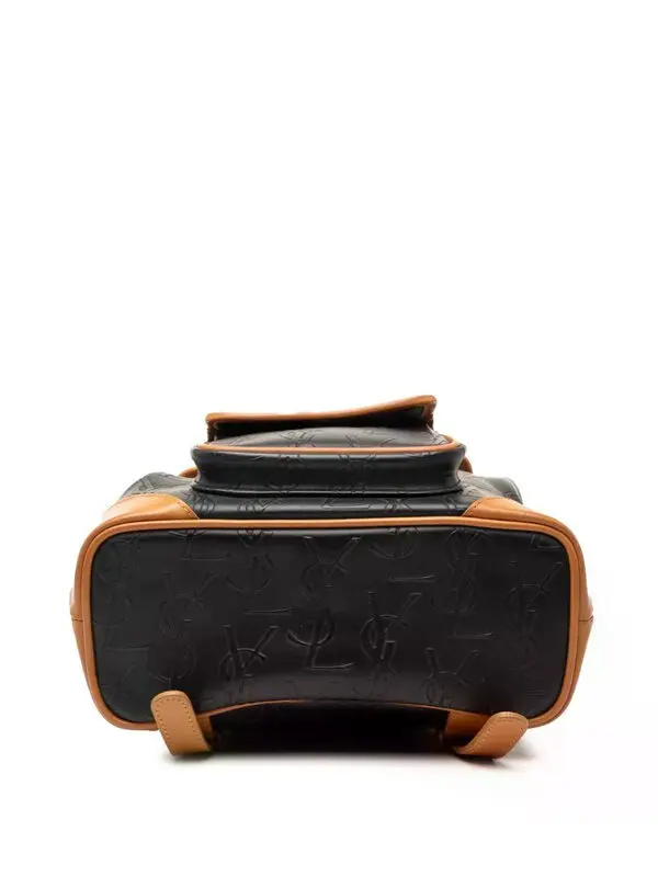 Saint Laurent Monogram Embossed Leather Backpack