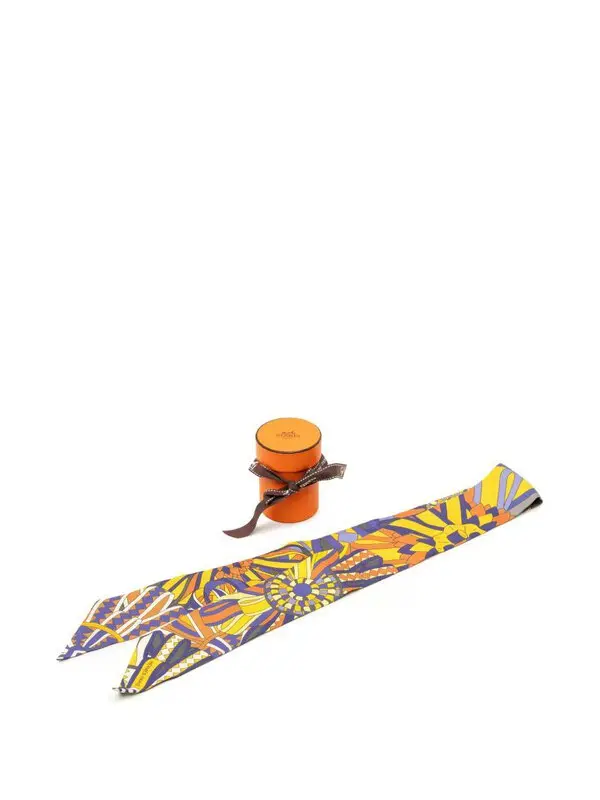 Hermès 2010-2026 Les Flots Du Cheval Silk Twilly Scarf Scarves - Blue