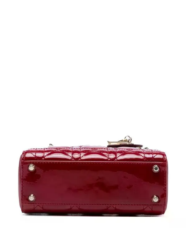Dior 2018 Mini Patent Cannage Lady Satchel - Red