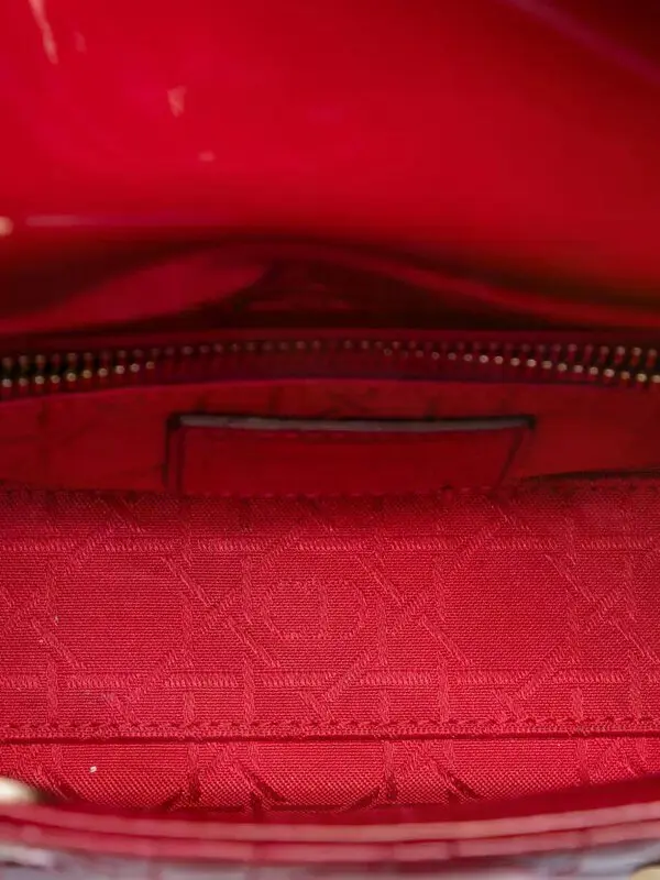 Dior 2018 Mini Patent Cannage Lady Satchel - Red