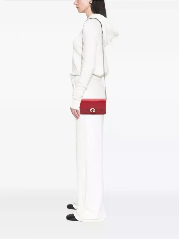 Gucci 2000-2015 Leather Interlocking G Dollar Wallet On Chain Crossbody Bag - Red